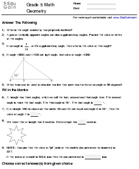 Class 5 Math Worksheets and Problems: Geometry : EduGain India